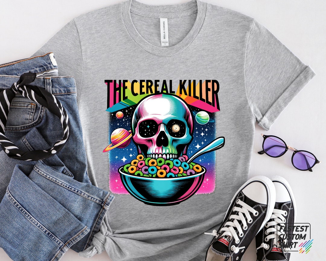 The Cereal Killer Shirt, Snarky Skeleton Shirt, Funny Foodie Skull Tee ...