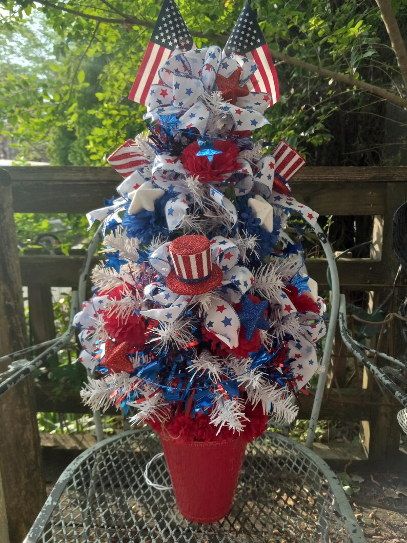 Red,white and Blue Lighted Tree - Etsy