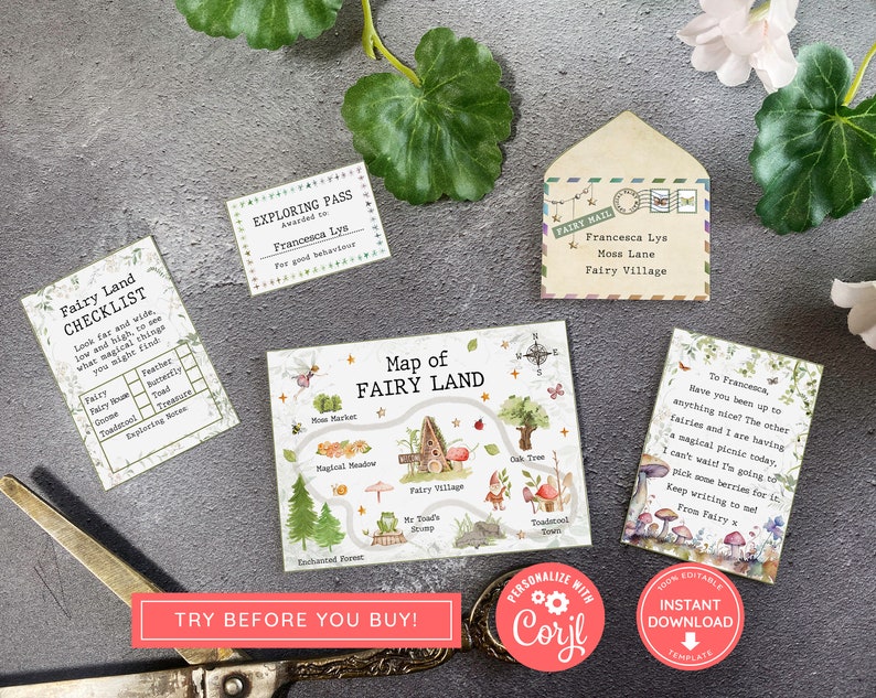Printable Mini Fairy Land Letter Set With Envelope, Fairy Land Map ...