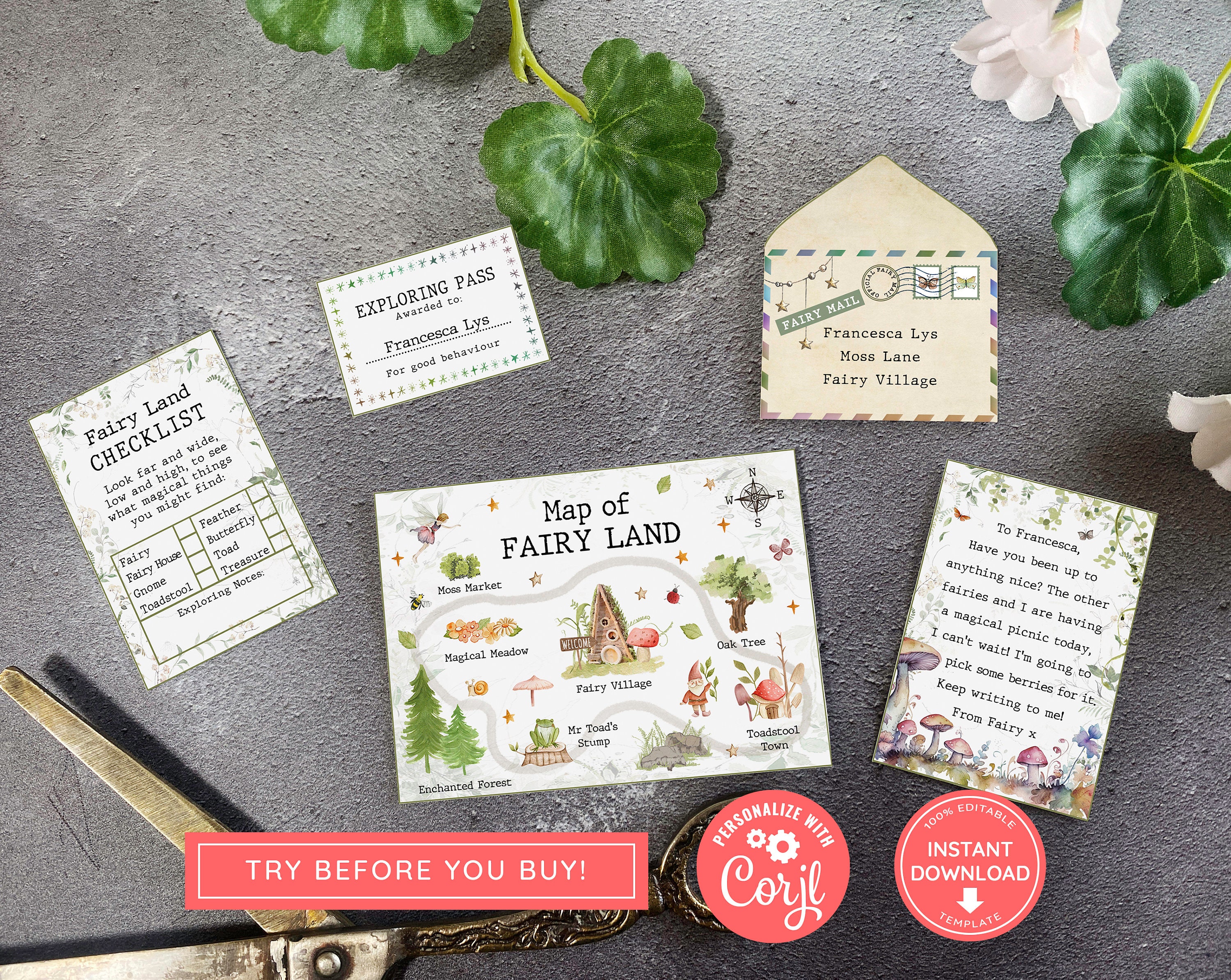 Printable Mini Fairy Land Letter Set With Envelope, Fairy Land Map ...