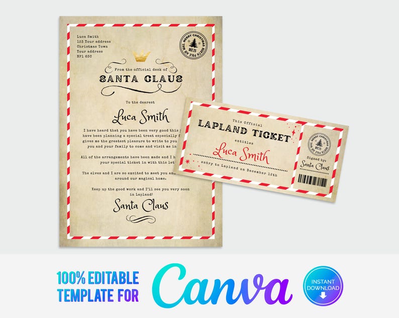 Canva, Lapland Ticket, Lapland Letter From Santa, North Pole Mail ...