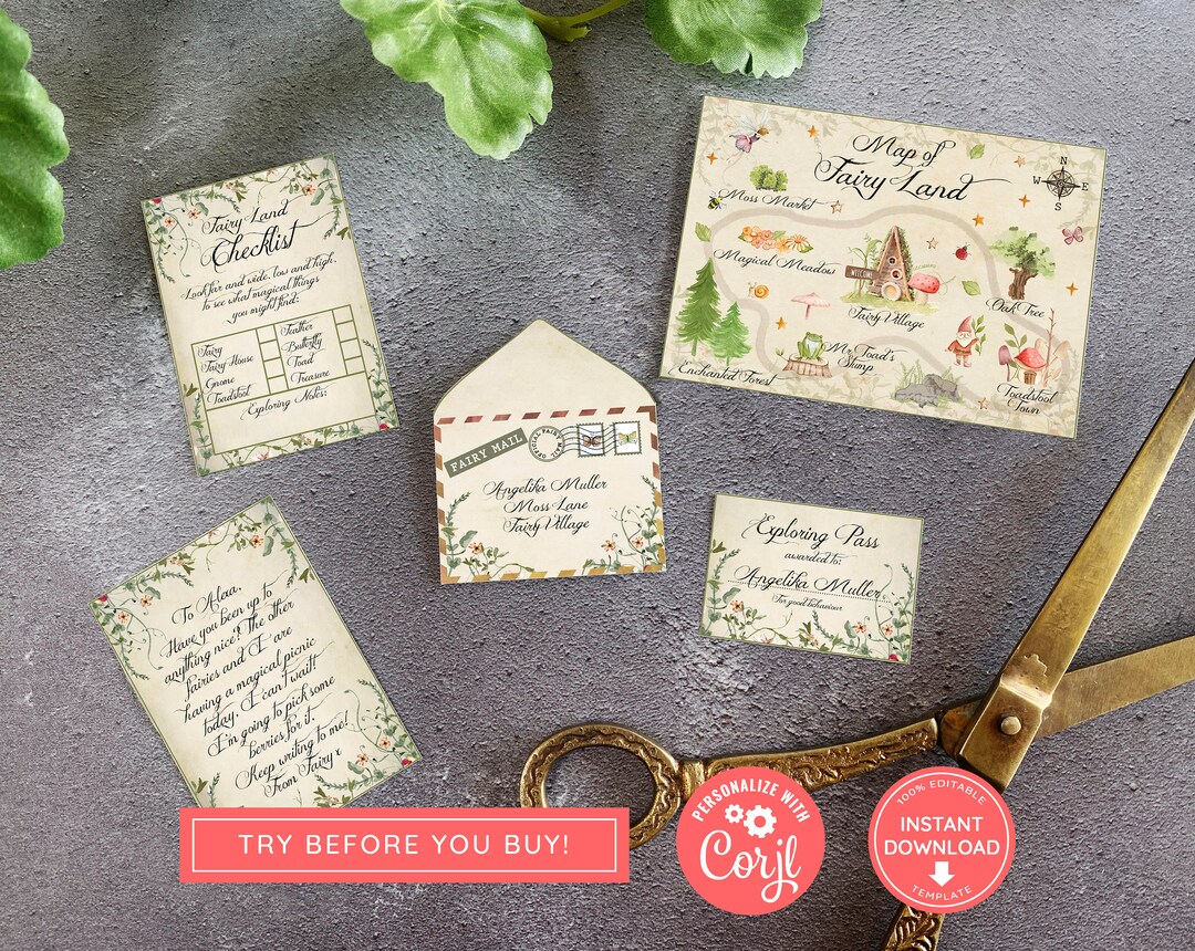Printable Mini Fairy Land Letter Set With Envelope, Fairy Land Map ...