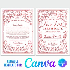 Canva, Santa Letter and Nice List Certificate, Personalised Letter From ...
