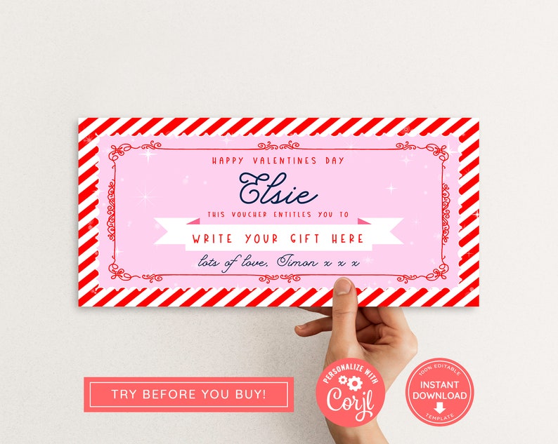Editable Valentines Day Voucher, Valentine Coupon, Printable Love Token ...