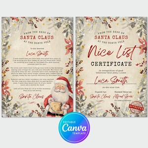 Instant Download Editable Santa Letter and Nice List Certificate ...