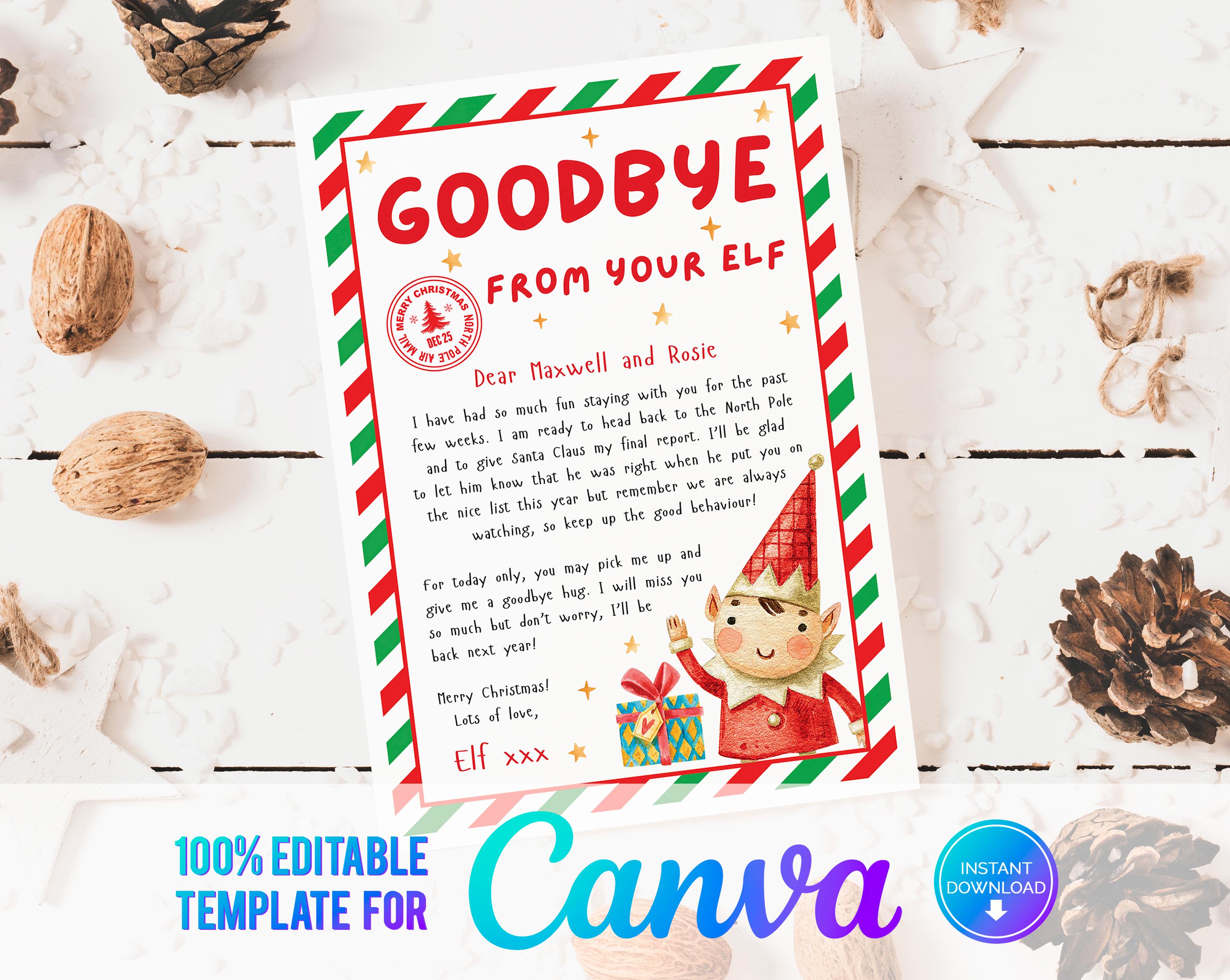 Canva Editable Elf Goodbye Letter, Elf Goodbye, Goodbye From Your Elf ...