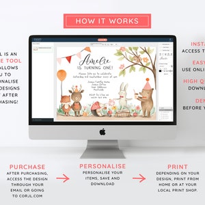 Editable Woodland Party Invite, Print at Home Woodland Animals Birthday ...