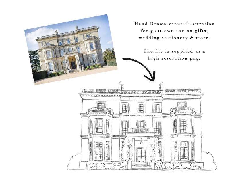 Wedding Venue Hand Drawn Sketch, Digital File, Digital Wedding Venue ...