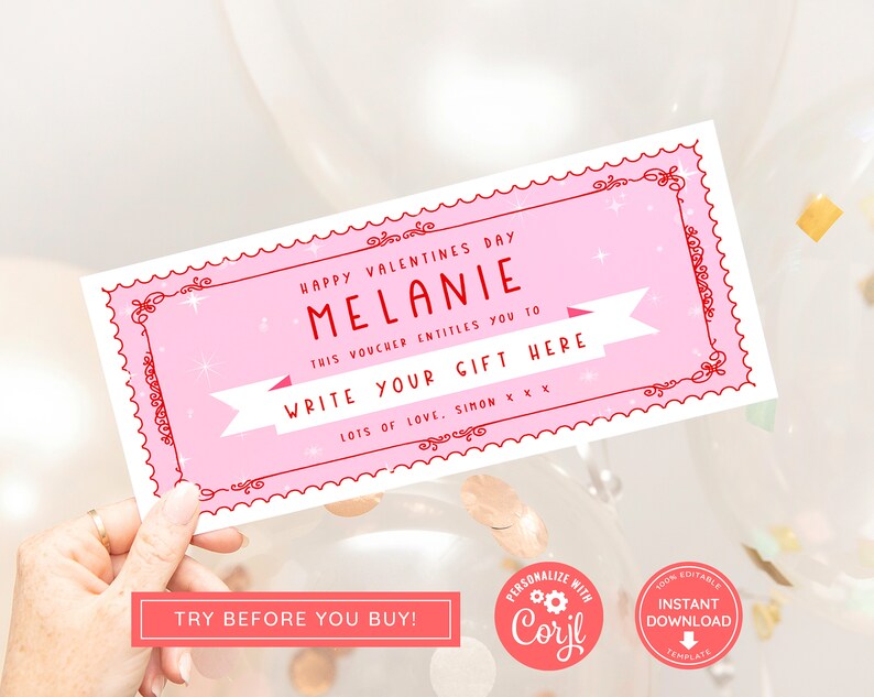 Editable Valentines Day Voucher, Valentine Coupon, Printable Love Token ...