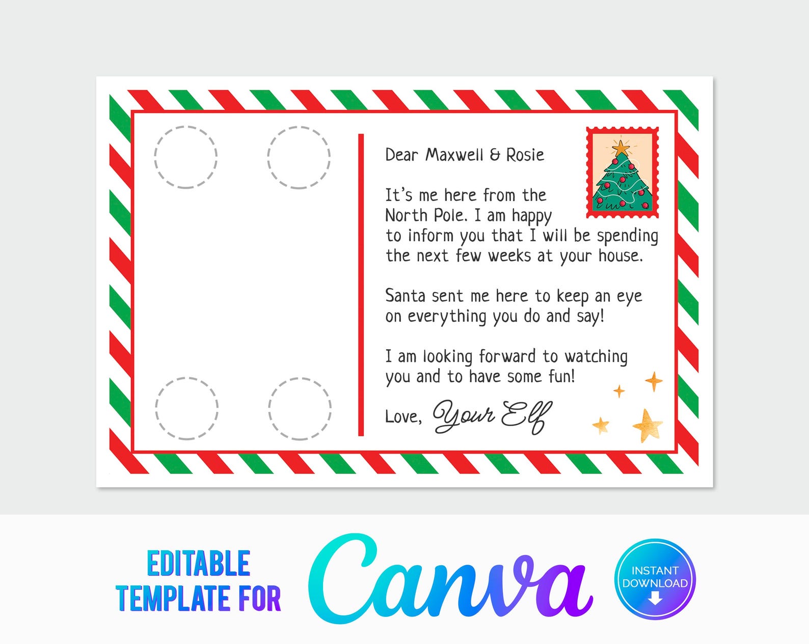 Canva Editable Elf Hello Postcard, Elf Hello, Hello From Your Elf ...