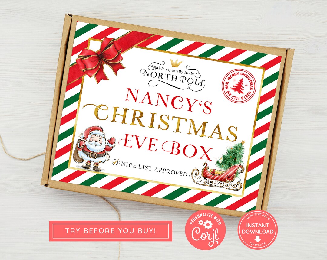 Editable Christmas Eve Box Label, Night Before Christmas Box, Christmas ...