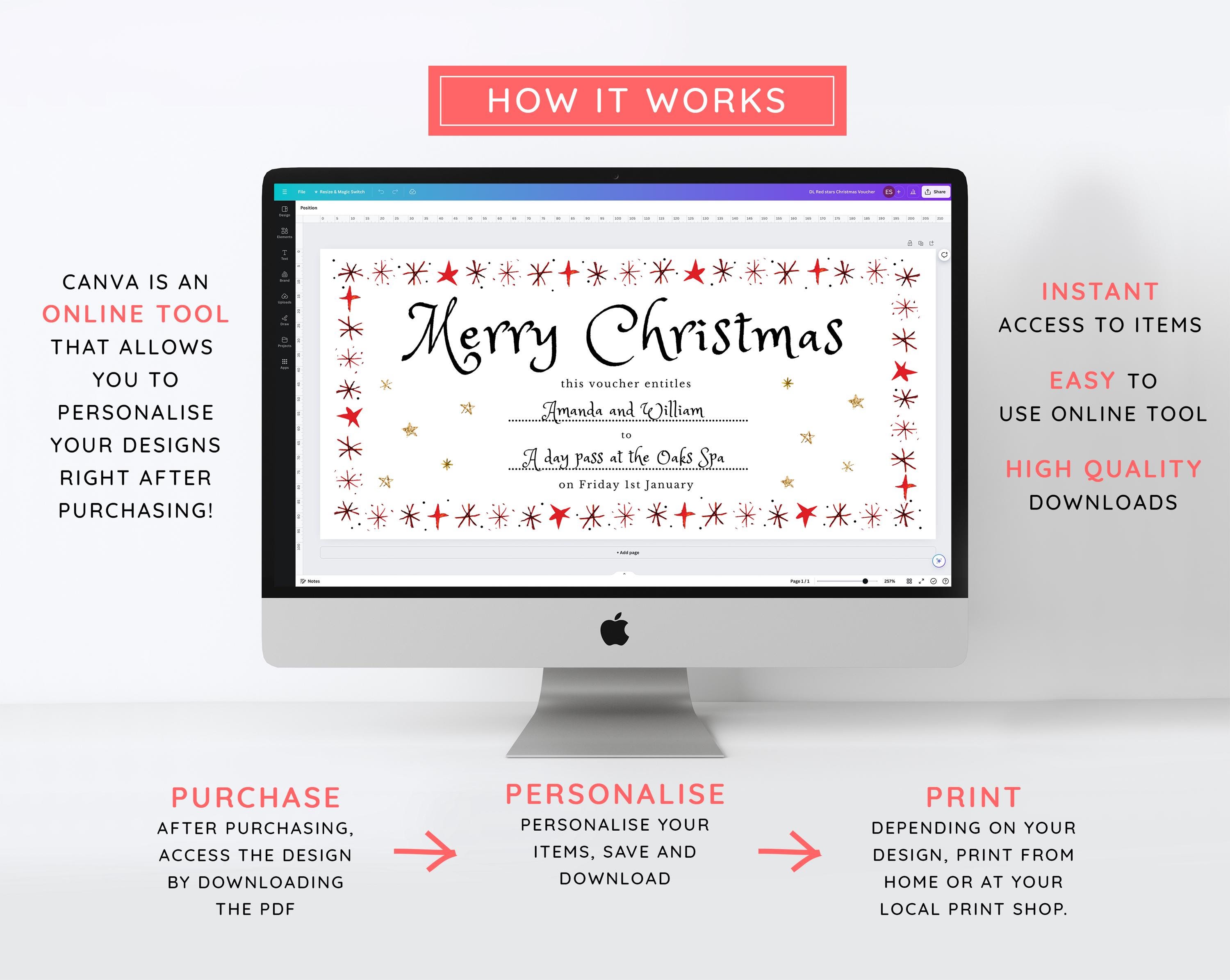Canva Christmas Gift Voucher, Event Ticket, Print at Home Christmas ...