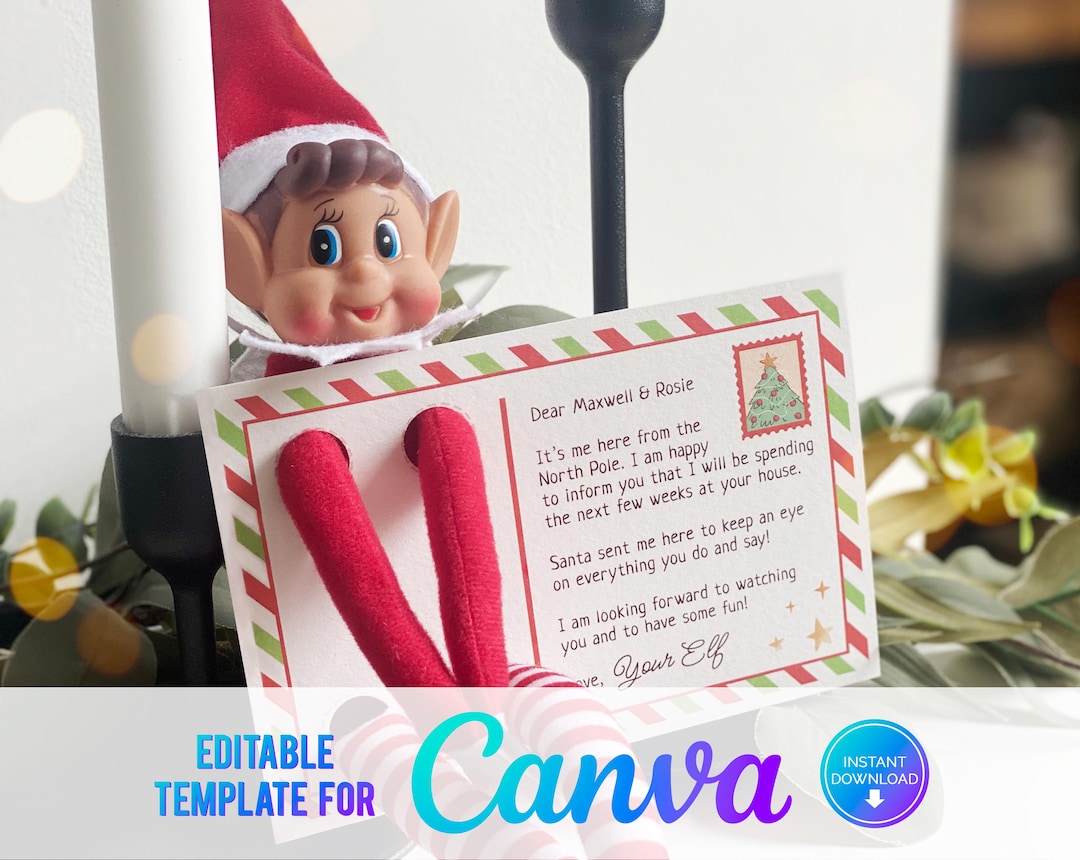 Editable Elf Hello Postcard, Elf Hello, Hello From Your Elf, Christmas ...