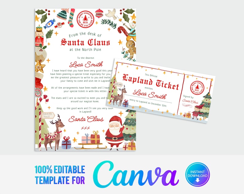 Canva, Lapland Ticket, Lapland Letter From Santa, North Pole Mail ...