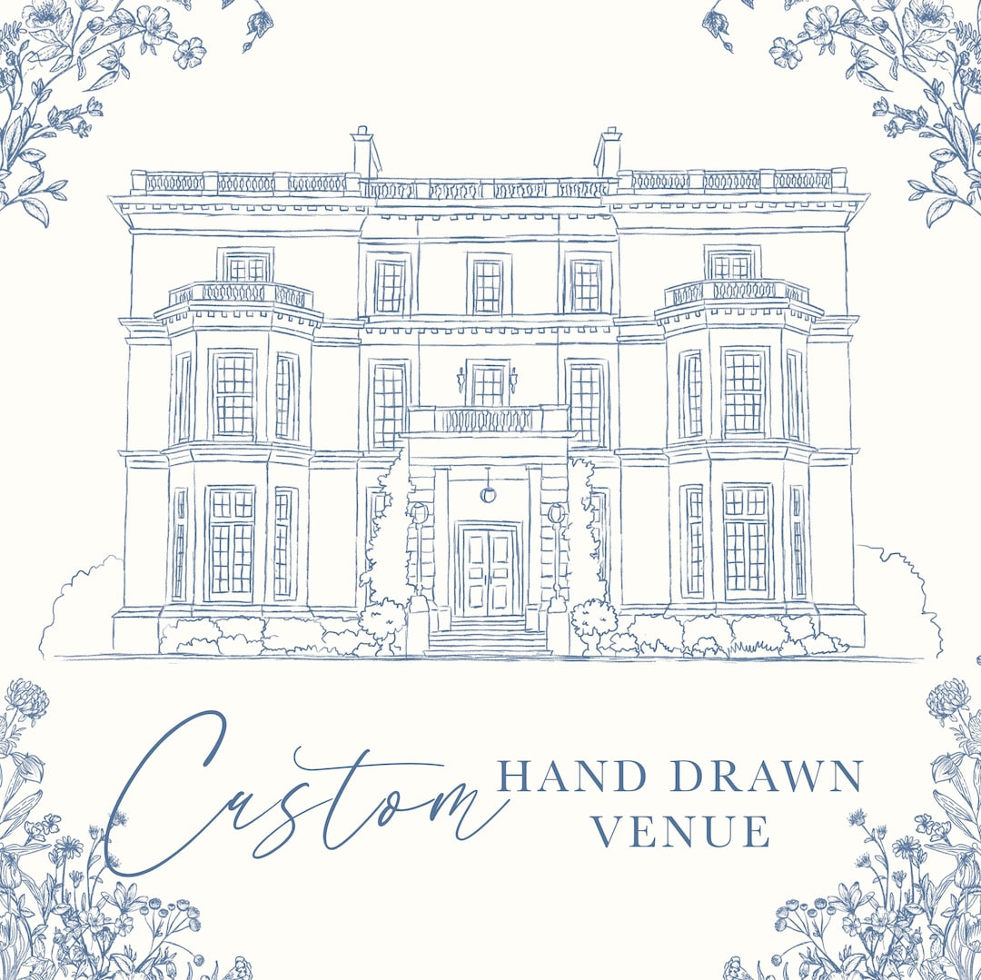 Wedding Venue Hand Drawn Sketch, Digital File, Digital Wedding Venue, Custom Illustration ...