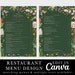 Restaurant Menu Design, Greenery Menu, Foliage, Floral Restaurant Menu ...