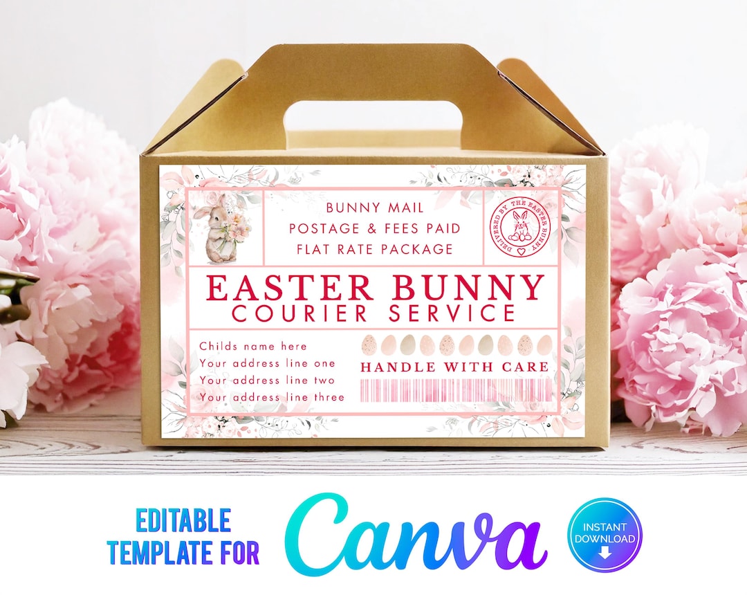 Canva Editable Easter Bunny Delivery Label , Personalised Label From ...