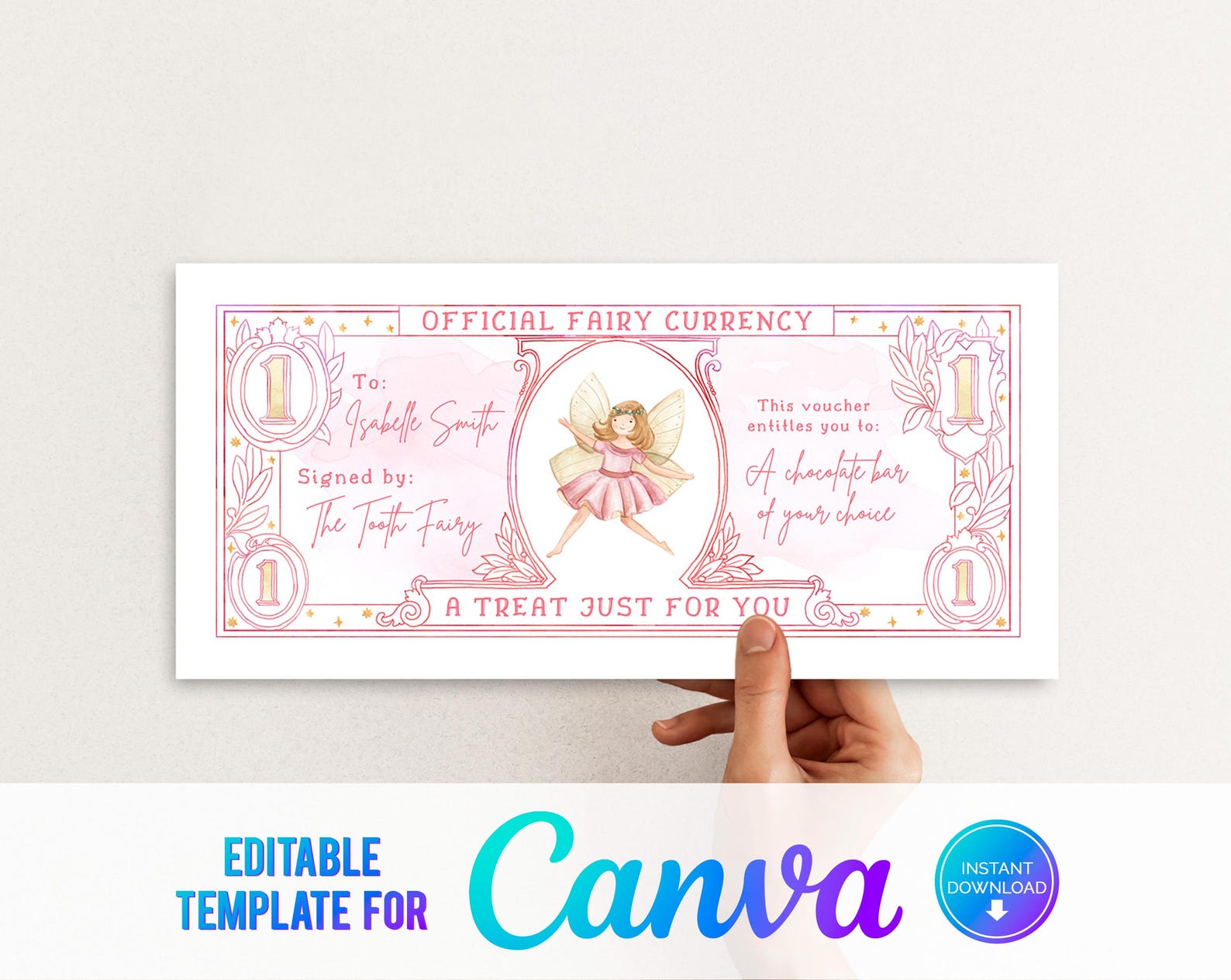 Canva Tooth Fairy Printable Voucher, Tooth Fairy Currency, Money From ...