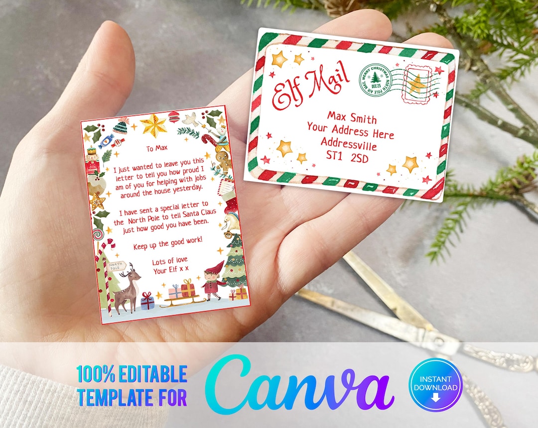 Canva Printable Mini Elf Letter With Envelope, Hello From Your Elf, Elf ...