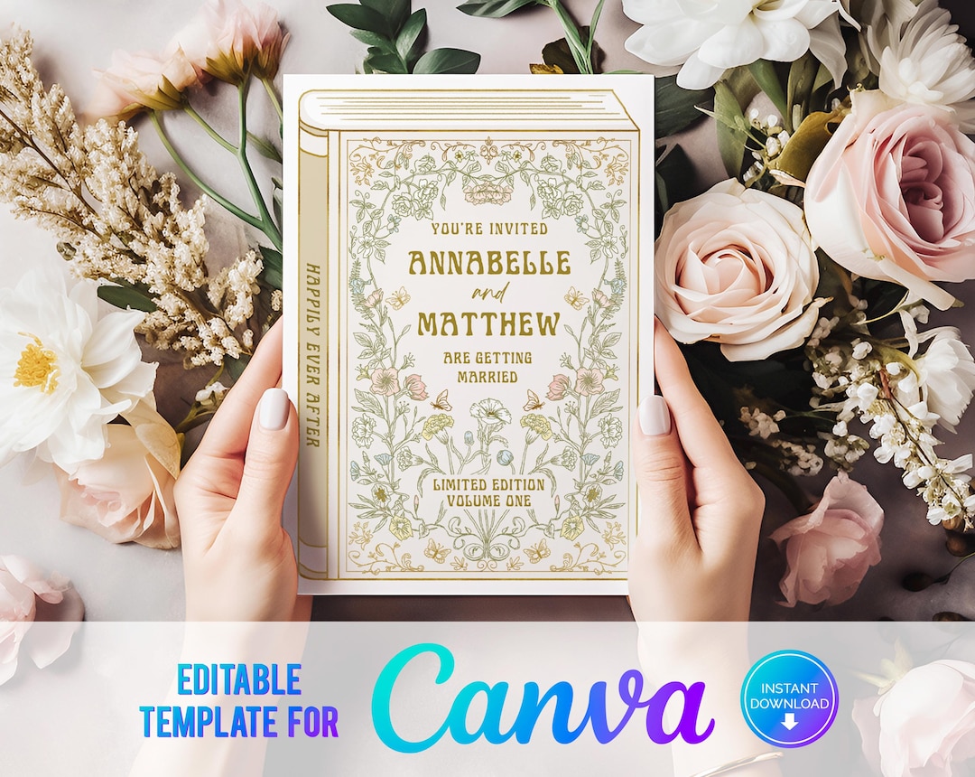 Canva Book Cover Wedding Invitation, Happily Ever After, Love Story ...