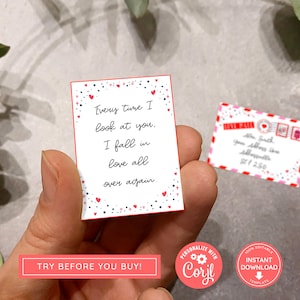 Printable Mini Love Note With Envelope, Love Letter, Valentines Day ...