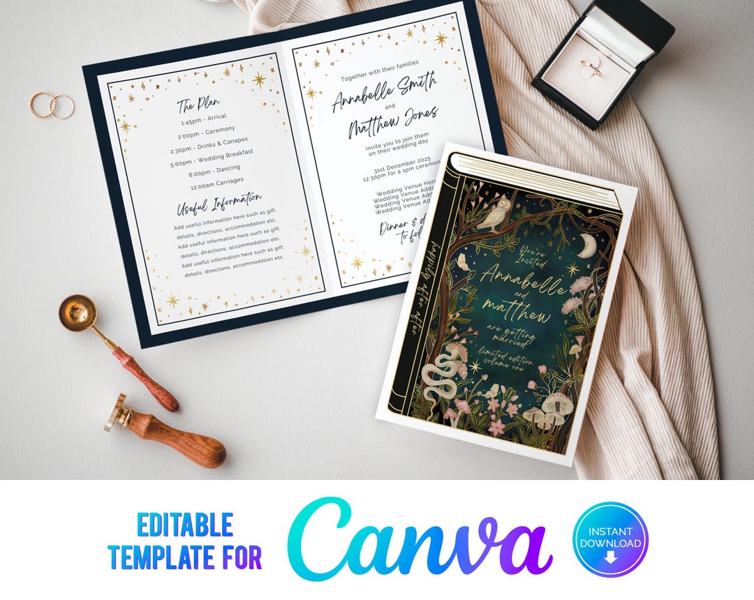 Canva Book Cover Wedding Invitation, Happily Ever After, Love Story ...