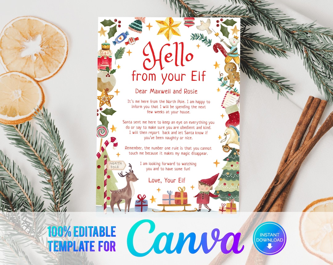 Canva Editable Elf Hello Letter, Elf Hello, Hello From Your Elf ...