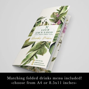 Restaurant Menu Design, Greenery Menu, Foliage, Floral Restaurant Menu ...