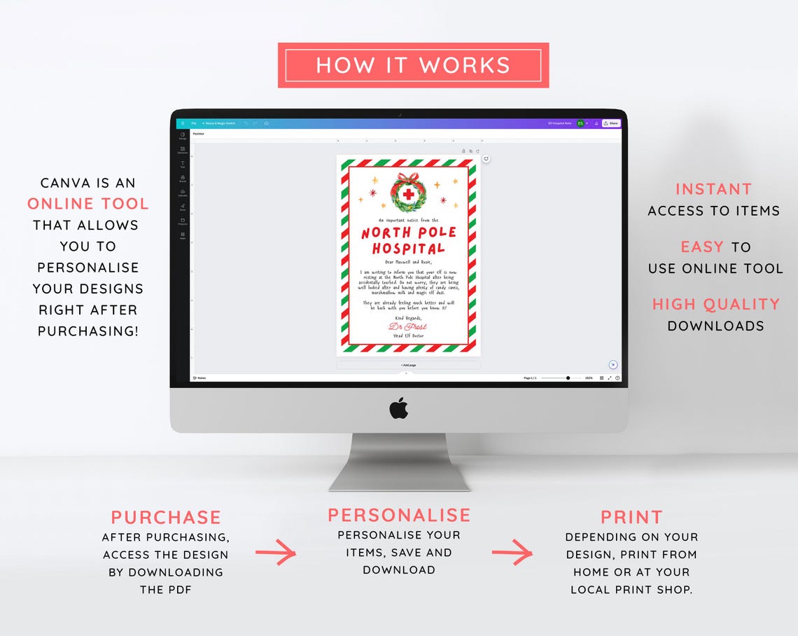 Canva Elf Hospital Note, Editable Elf, Christmas Elf I'm Sick, Doctors ...