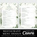 Restaurant Menu Design, Greenery Menu, Foliage, Floral Restaurant Menu ...