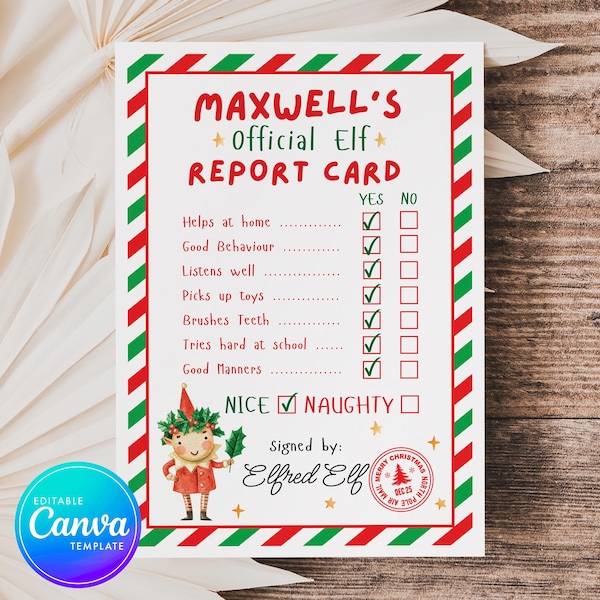 Santa Report Card - Etsy