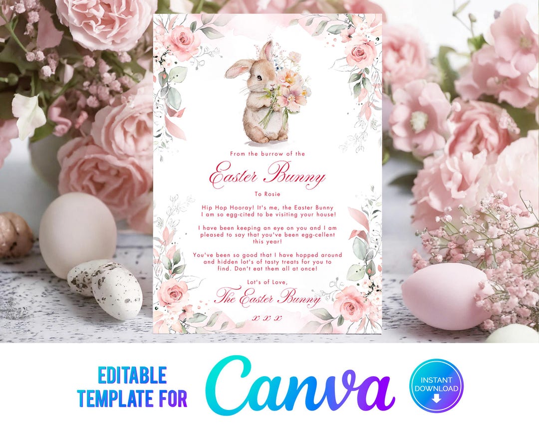 Canva Editable Easter Bunny Letter, Personalised Letter From the Easter ...