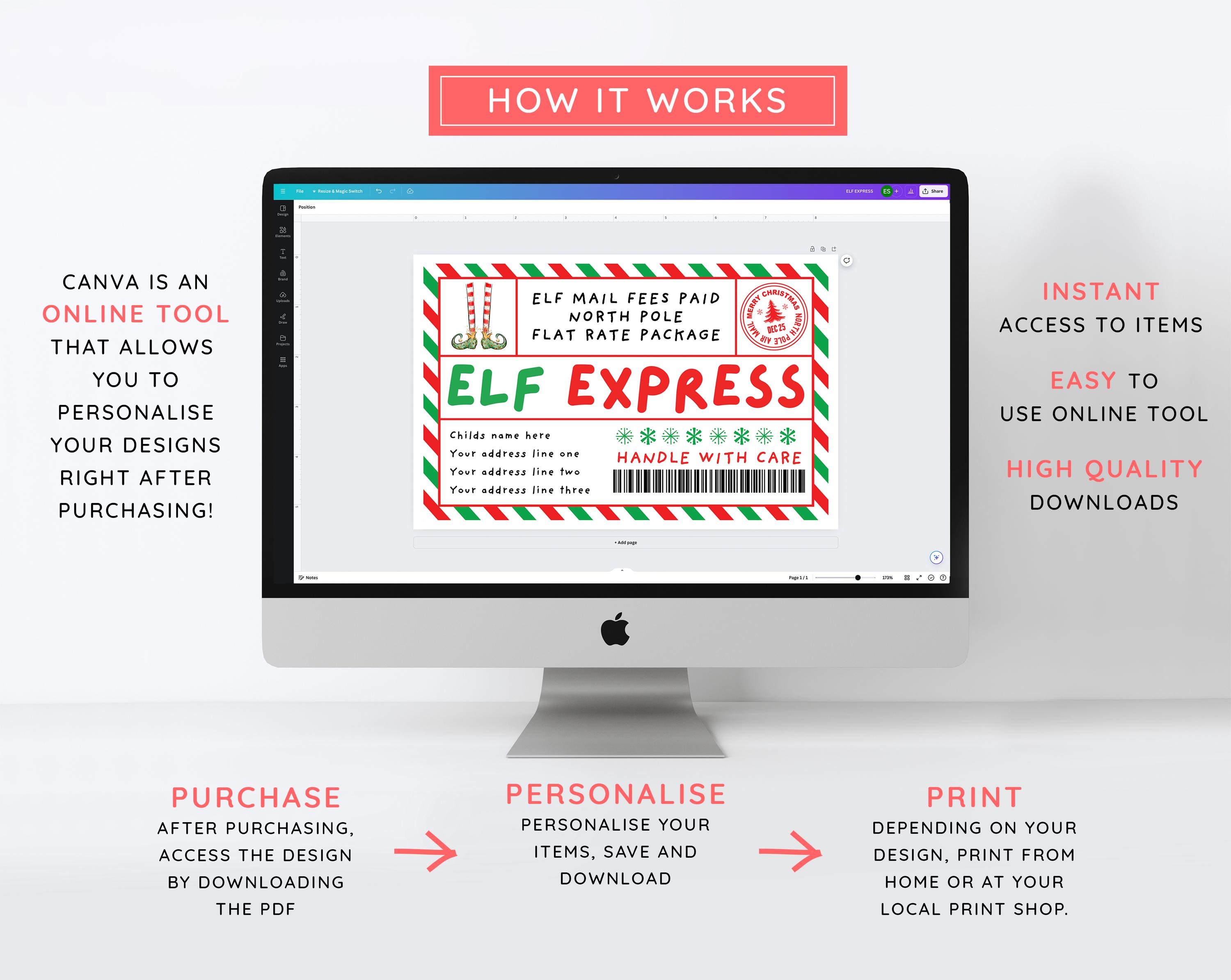 Editable Elf Express Label, Elf Mail, North Pole Delivery Template, Elf ...