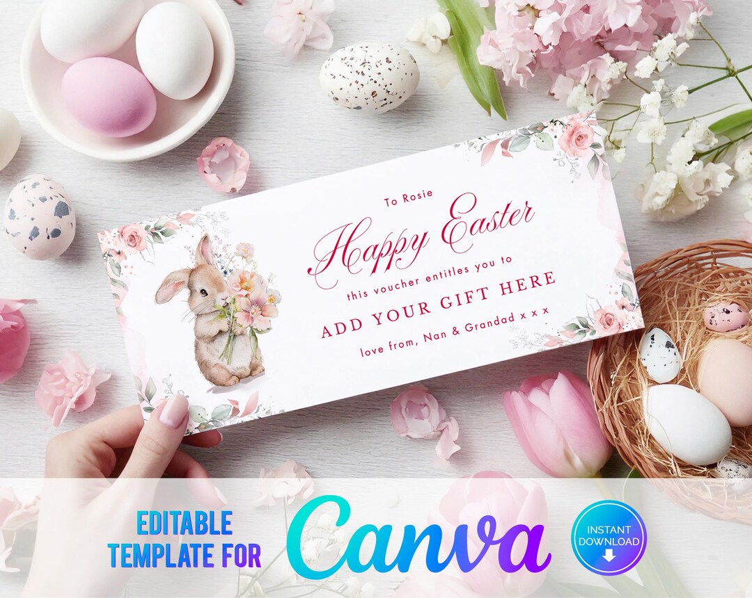 Canva Easter Gift Voucher, Pastel Easter Gift Card, Gift Certificate ...