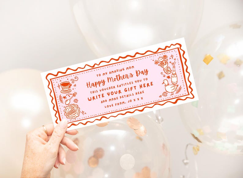 Canva Editable Mother's Day Voucher, Print at Home Ticket, Digital Gift ...