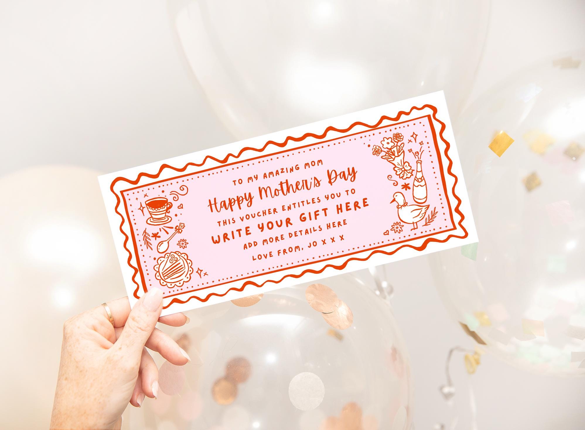 Canva Editable Mother's Day Voucher, Print at Home Ticket, Digital Gift ...