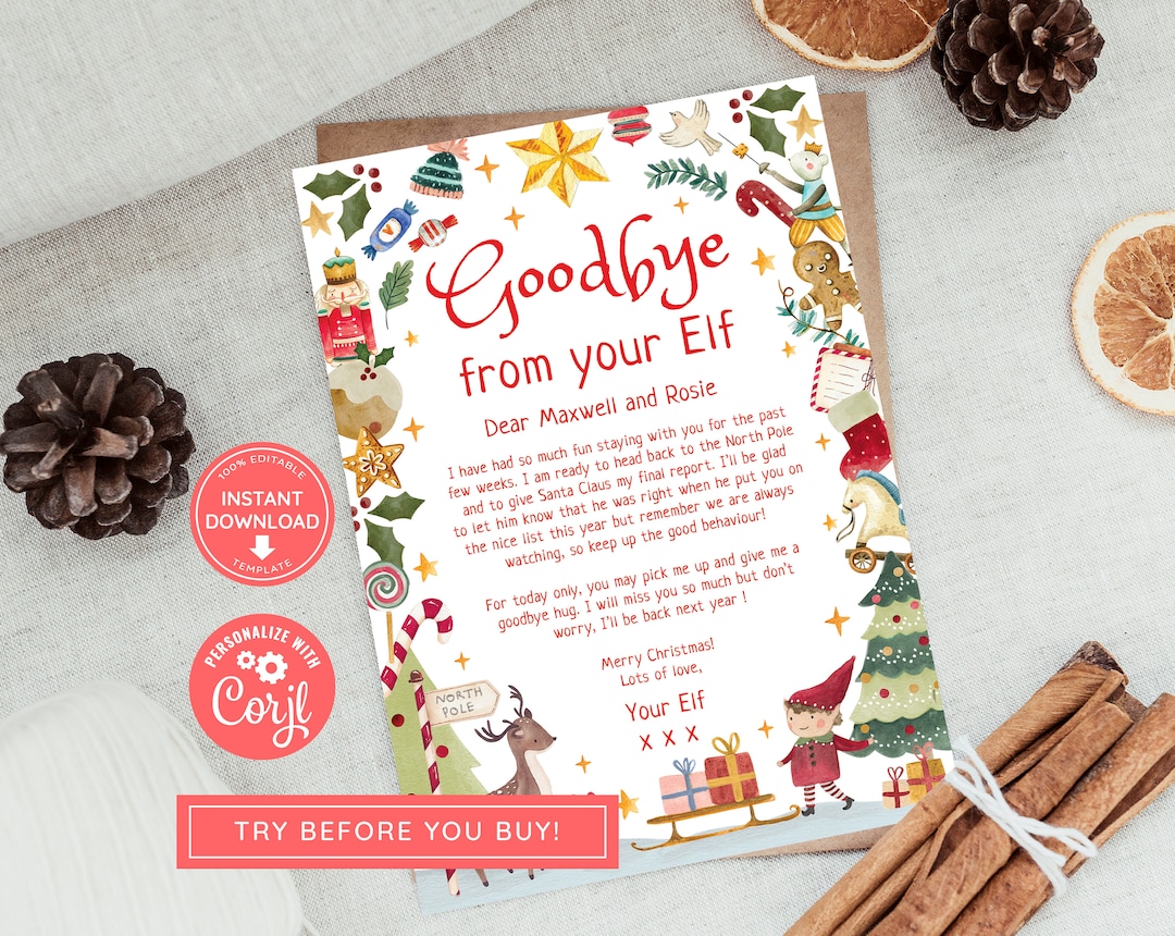 Editable Elf Goodbye Letter, Elf Goodbye, Goodbye From Your Elf ...
