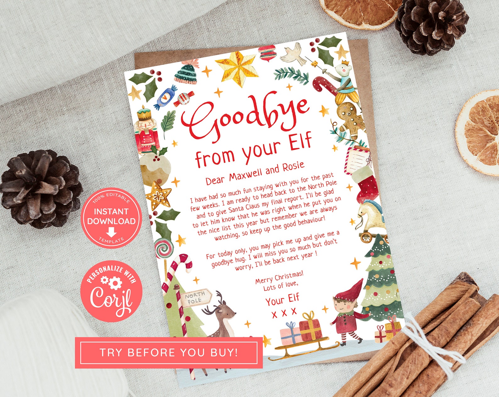 Editable Elf Goodbye Letter, Elf Goodbye, Goodbye From Your Elf ...