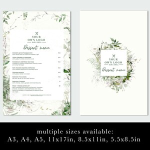 Restaurant Menu Design, Greenery Menu, Foliage, Floral Restaurant Menu ...