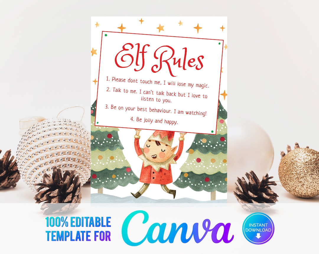 Canva Editable Elf Rules, Official Elf Rules, Christmas Elf, Elf ...