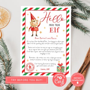 Editable Elf Hello Letter, Elf Hello, Hello From Your Elf, Christmas ...