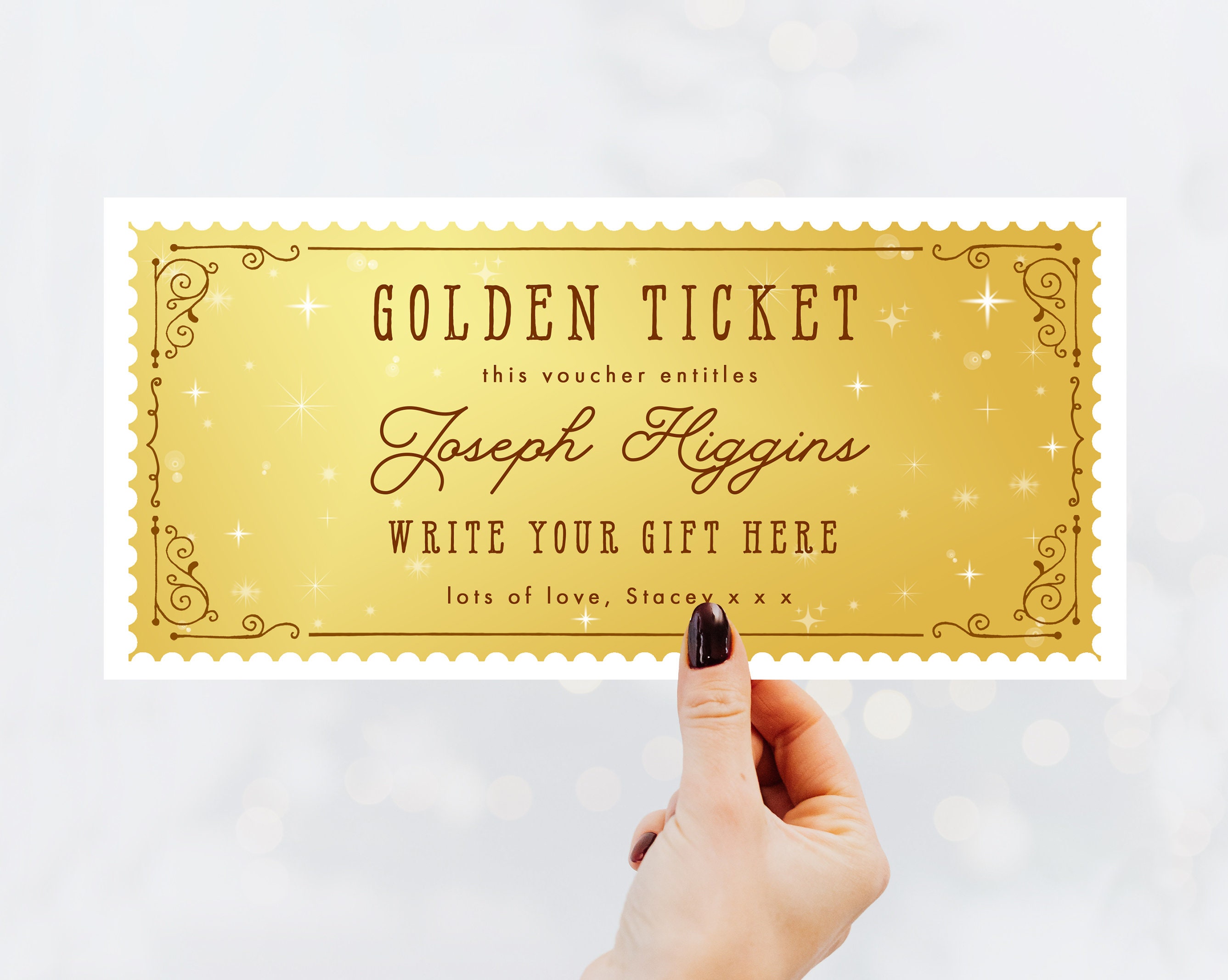 Editable Event Golden Ticket Print at Home Birthday Voucher - Etsy