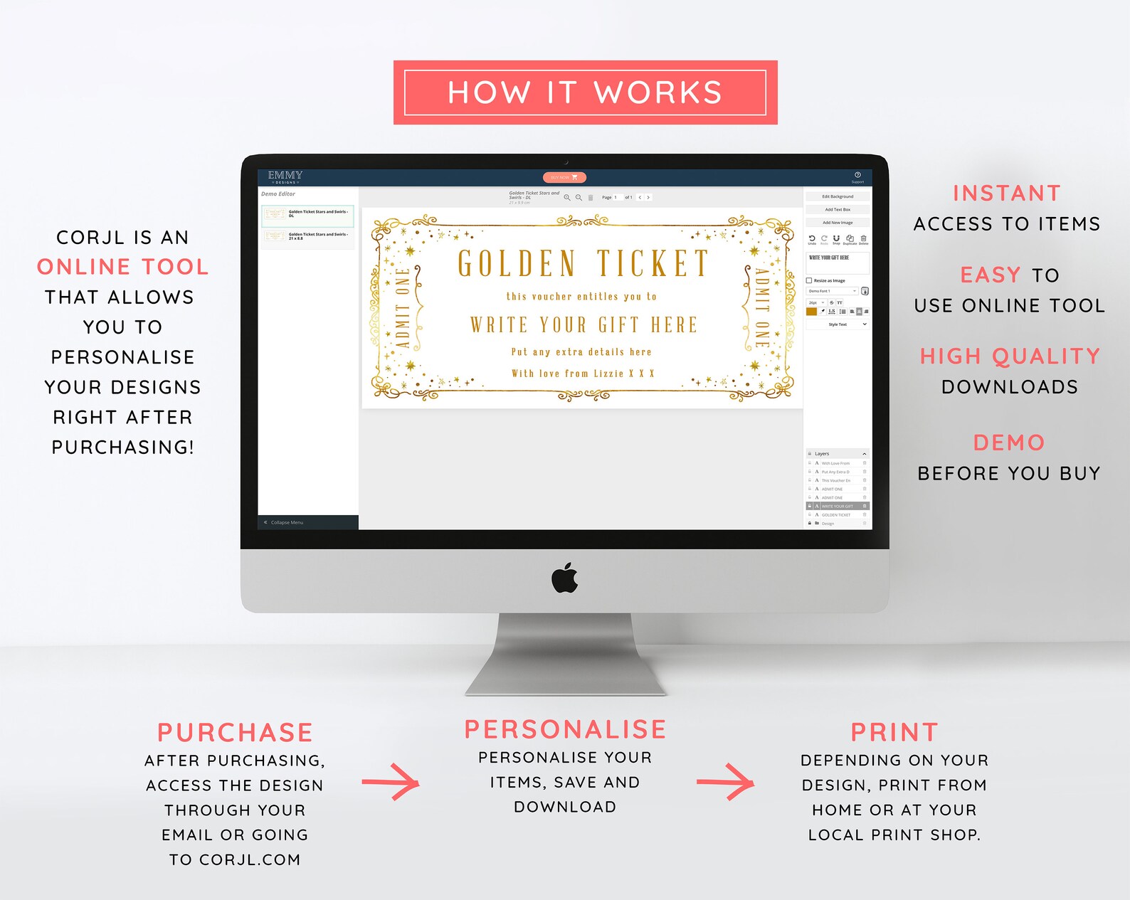 Editable Event Golden Ticket Print at Home Birthday Voucher - Etsy