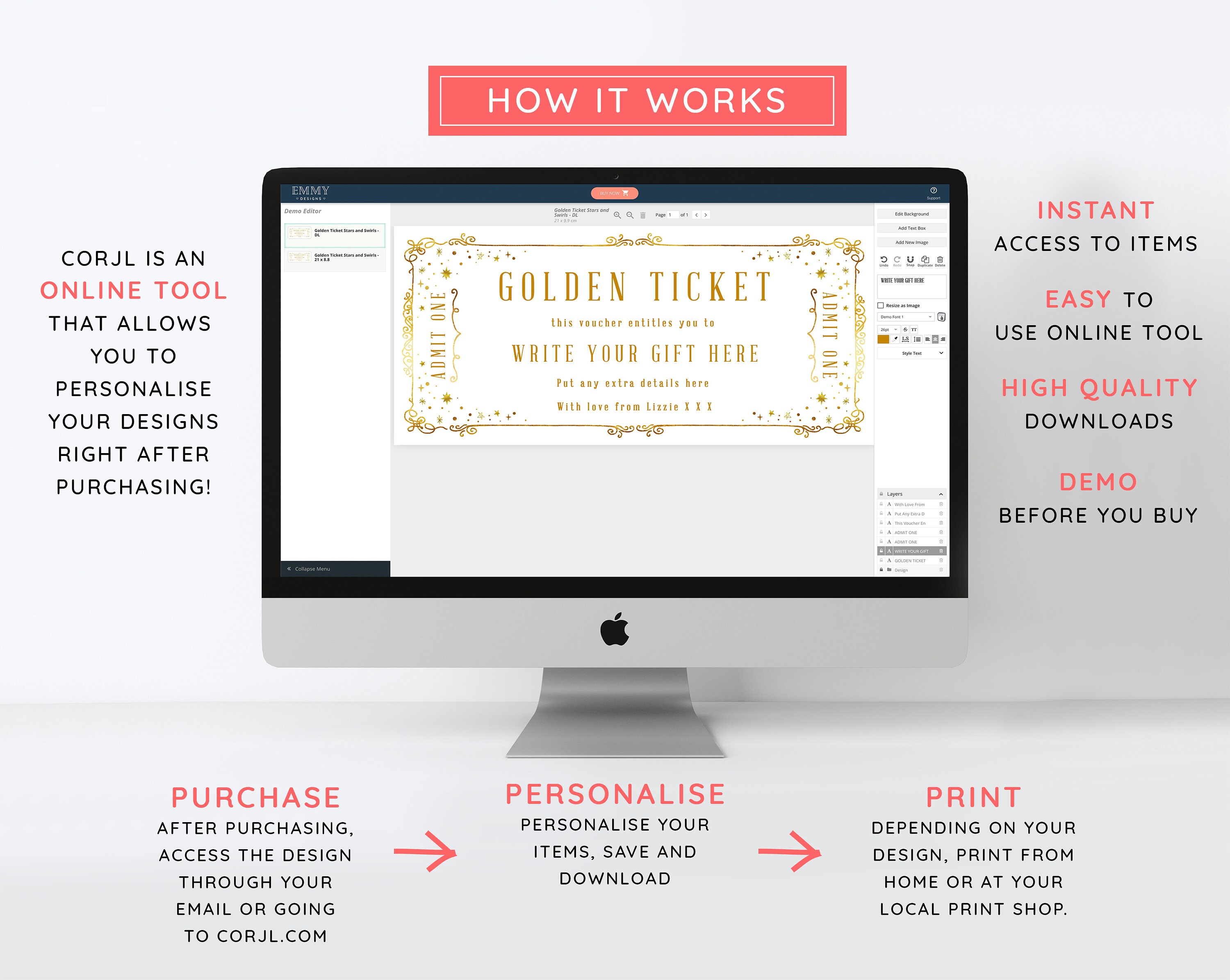 Editable Event Golden Ticket Print at Home Birthday Voucher - Etsy