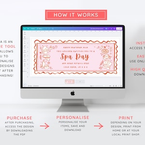Canva Editable Spa Day Voucher, Print at Home Ticket, Digital Gift ...