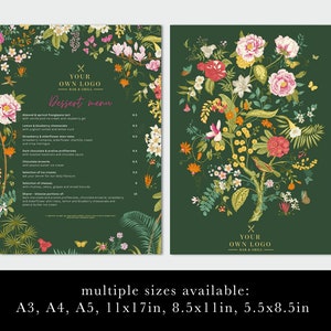 Restaurant Menu Design, Greenery Menu, Foliage, Floral Restaurant Menu ...