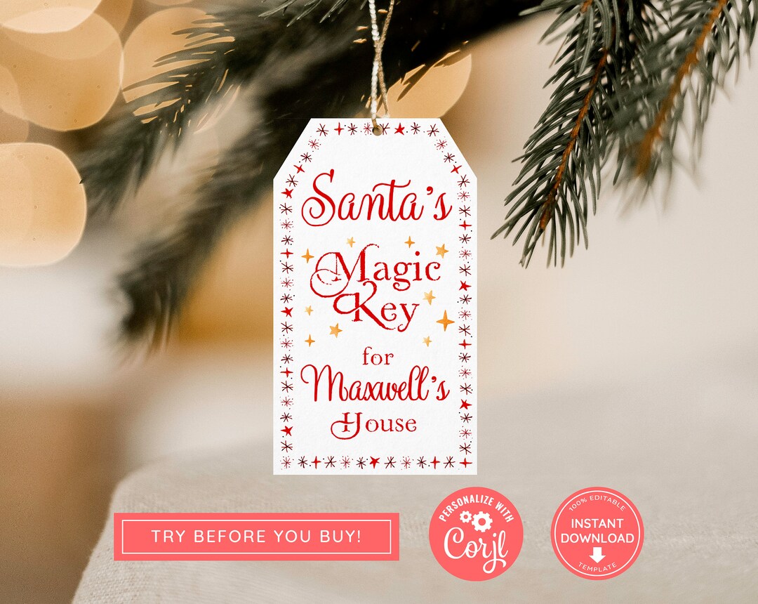 Santa's Magic Key Tag, Printable Magical Key, Magic Key for Santa ...