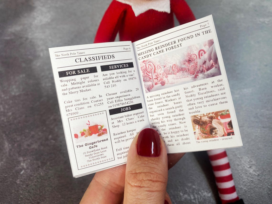Elf Newspaper, Elf Props, Christmas Elf, Holiday Elf Ideas, Mini ...