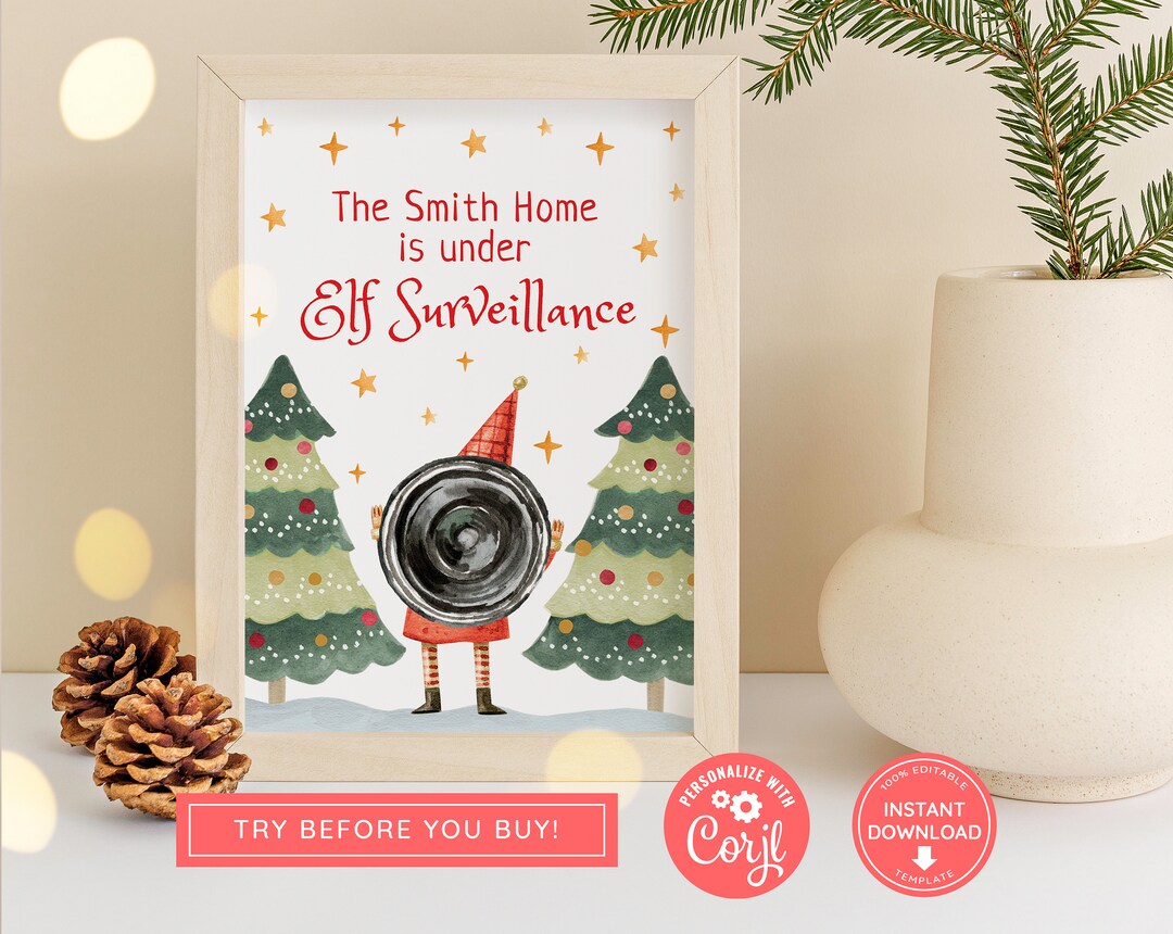 Editable Elf Surveillance, Elf Spy Cam, Christmas Elf Spy Camera, North ...