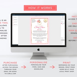 Instant Download Editable Pink Santa Letter and Nice List Certificate ...